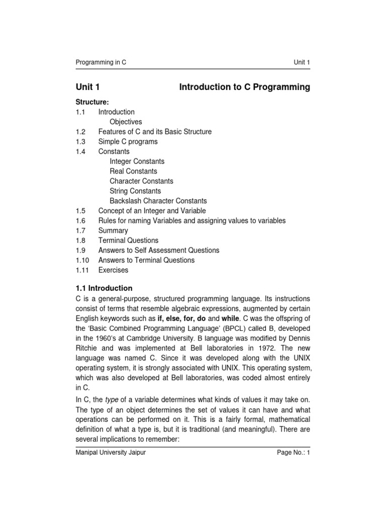 Programming In C 1 20 Pdf Integer Computer Science C Programming Language