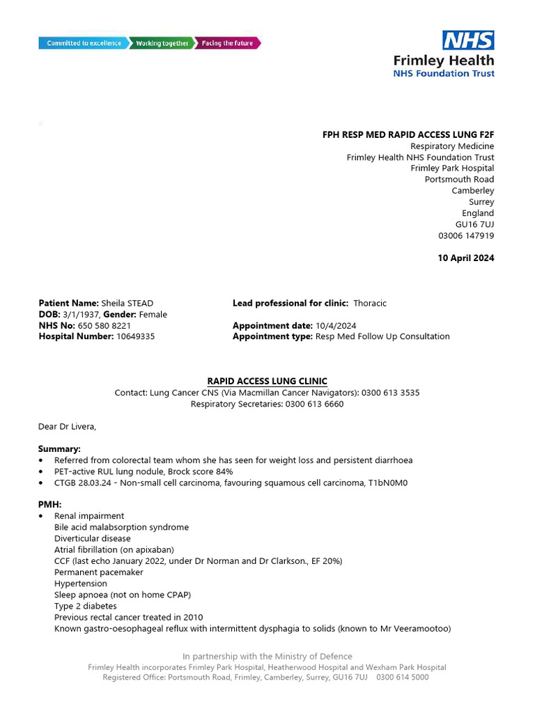 Sheila Letter | PDF | Lung Cancer | Cancer