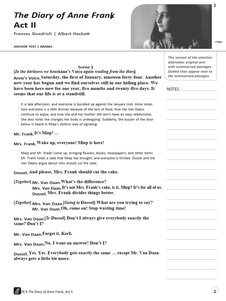Anne Frank's Diary Act II Summary | PDF | Anne Frank