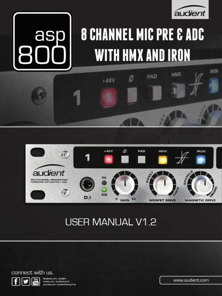 Audient ASP800 User Manual V1.2 | PDF | Microphone | Ac Power Plugs And ...