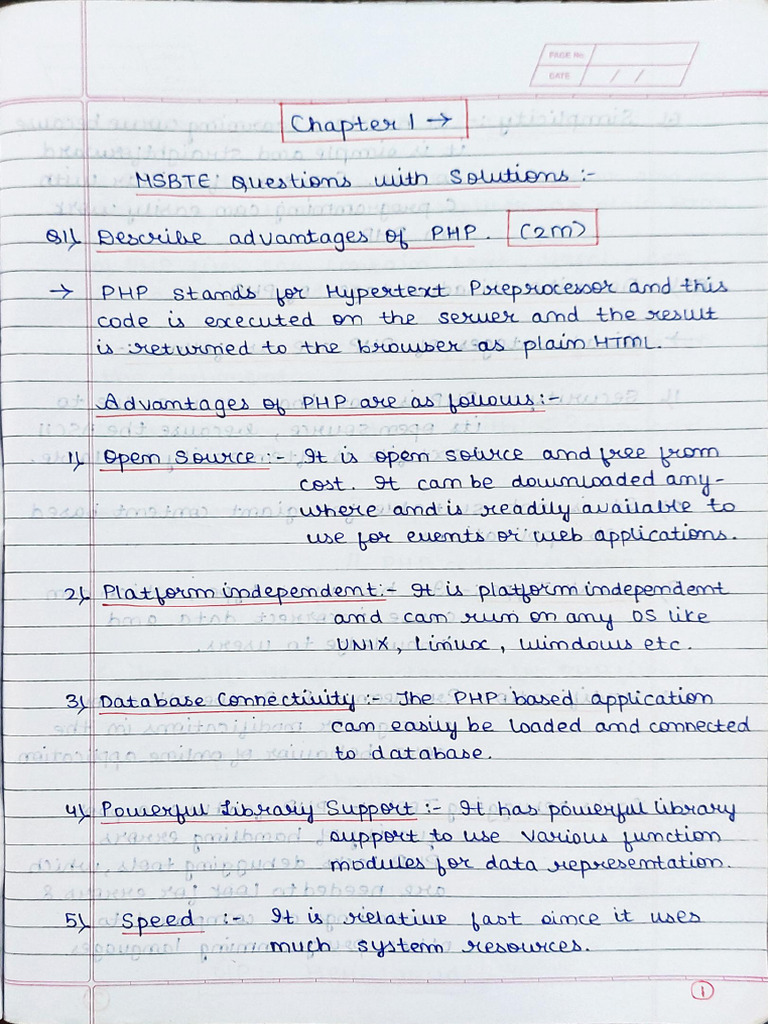 PHP CHP 1 Msbte Questions Answers | PDF