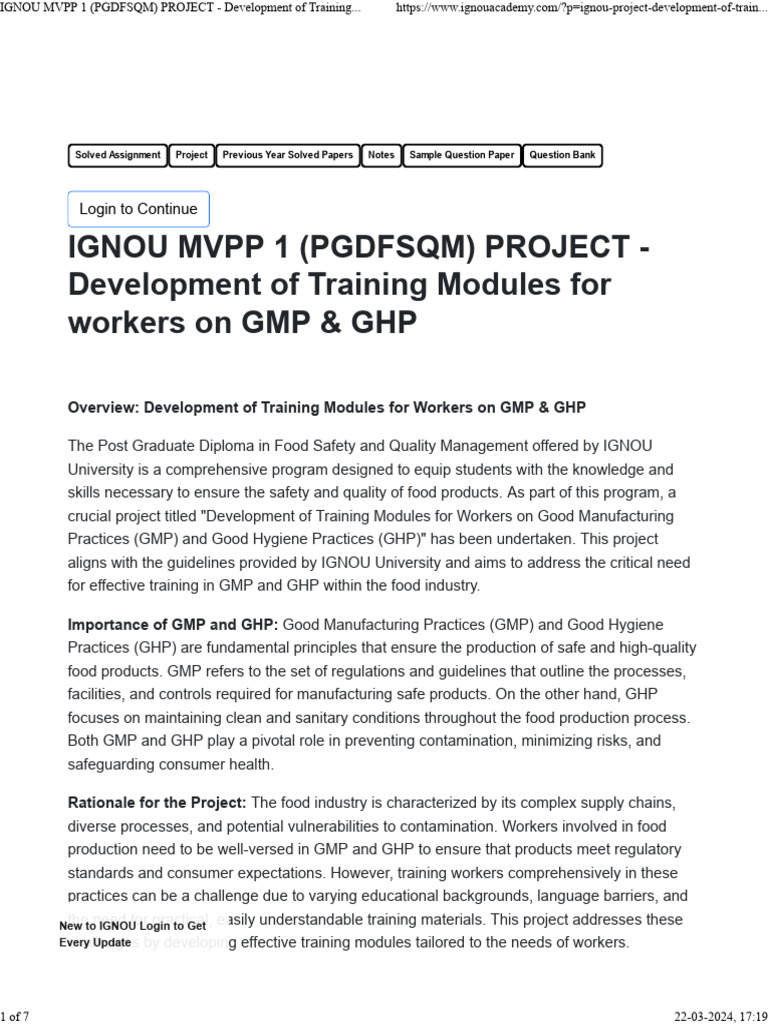 GMP & GHP Training Modules Development | PDF | Methodology