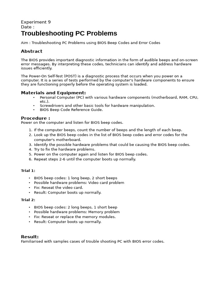 PC Troubleshooting for Technicians | PDF | Games & Activities ...