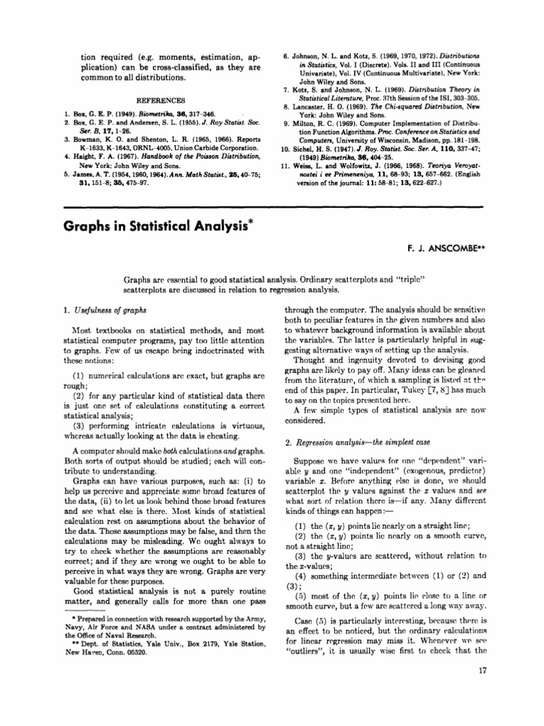 Anscombe 1973 | PDF | Errors And Residuals | Linear Regression
