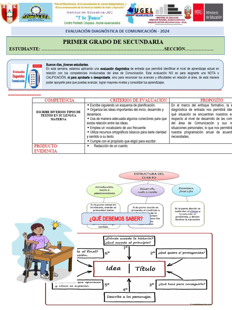 Eval - Dig.1°2024-7 de Junio Chupaca | PDF | Evaluación | Cognición