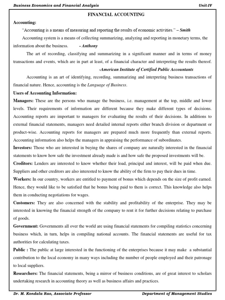Unit Iv Befa | PDF | Debits And Credits | Bookkeeping