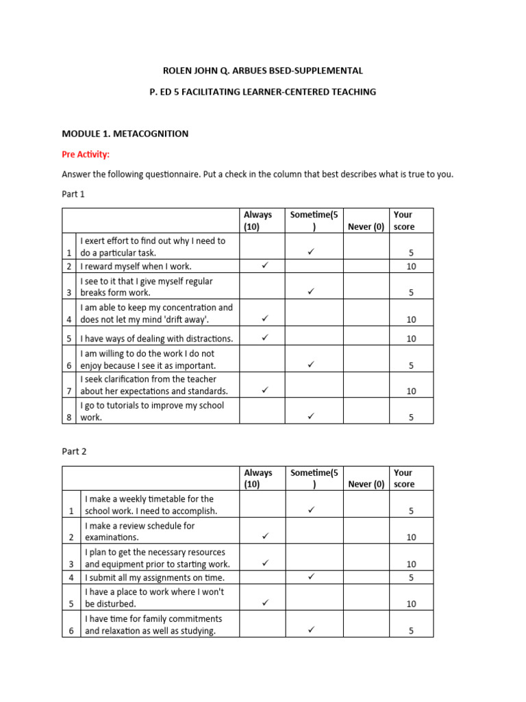 Facilitating Learner-Centered Teaching Module 1 | PDF | Cognition ... Facilitating Learner-Centered Teaching Module 1 | PDF | Cognition ...