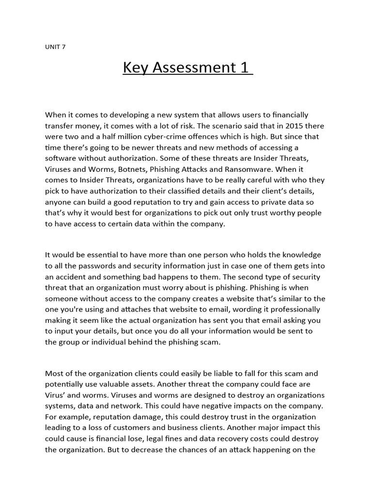 Key Assessment UNIT 7 | PDF | Security | Computer Security