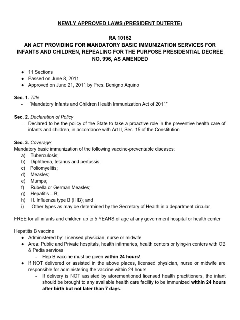 Newly Approved Laws (Duterte) | PDF | Health Care | Learning