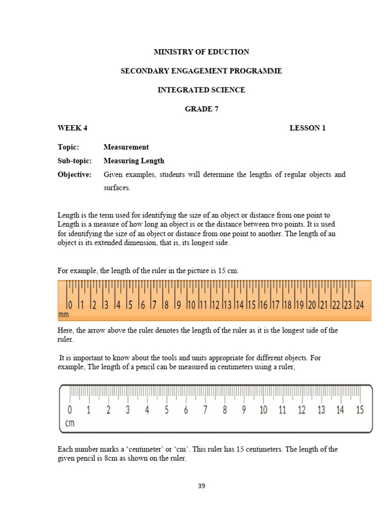 Grade 7 Integrated Science: Measuring Length | PDF | Length | Metre