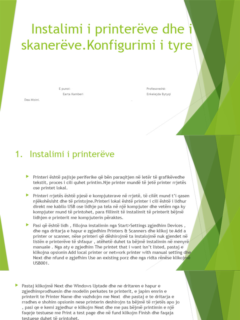Instalimi I Printerëve Dhe I Skanerëve - Konfigurimi I Tyre | PDF