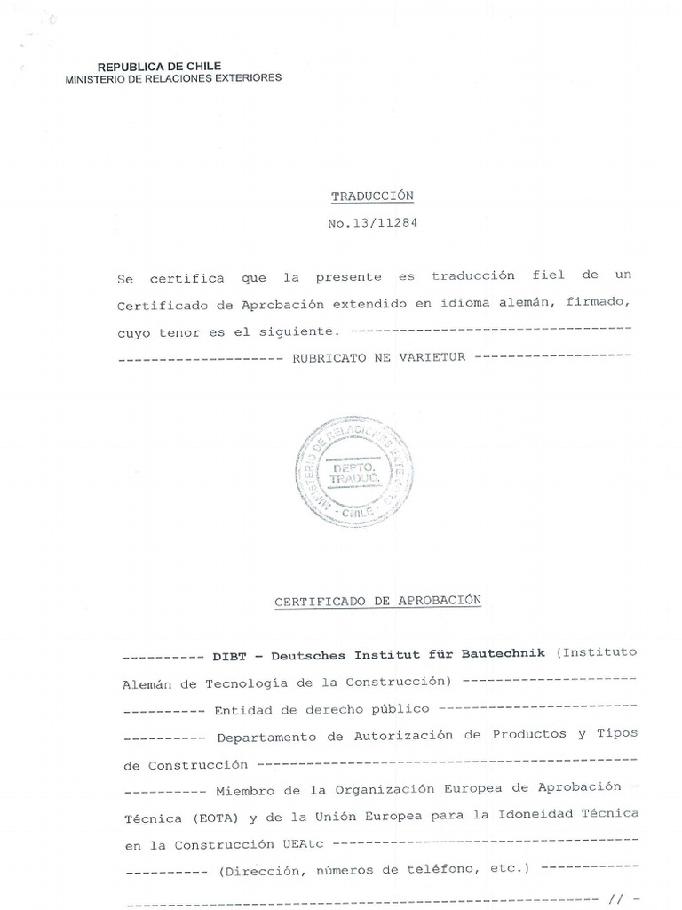 Traduccion Certificado de Sistema Modular - Hunnebeck (MODEX) | PDF