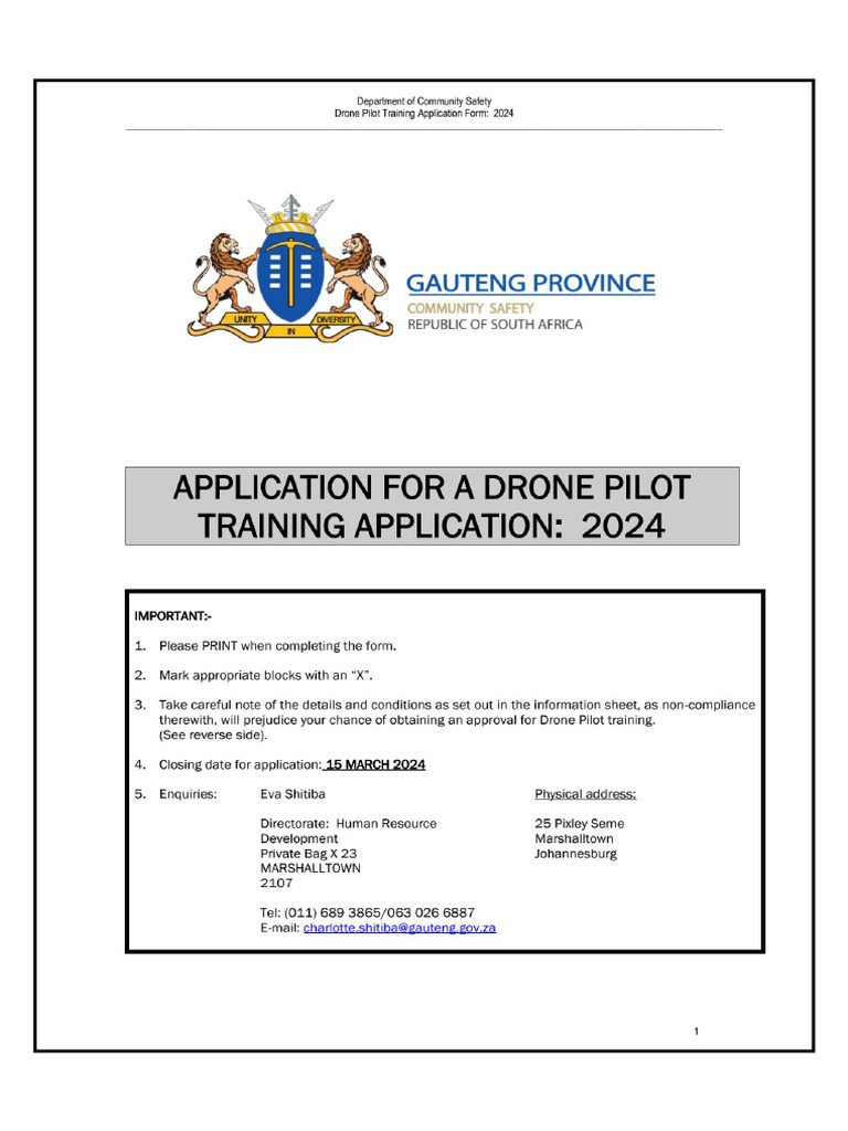 Drone Pilot Application Form - 2024-1 | PDF