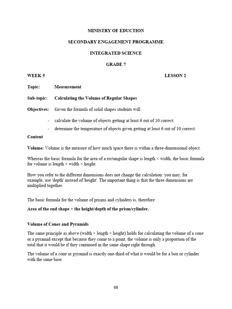 Grade 7 Integrated Science Week 5 Lesson 2 (Measuring Volume) | PDF | Thermometer | Volume