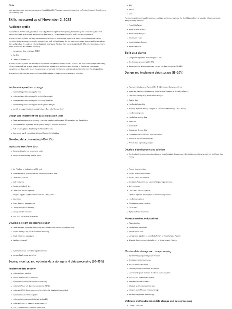 DP-203 Exam Guide for Azure Data Engineers | PDF | Microsoft Azure ...