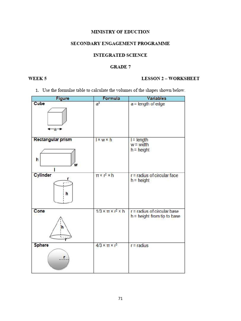 Grade 7 Integrated Science Worksheet | PDF