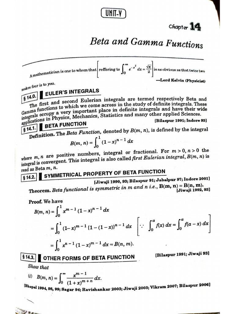 Advance Calculus Paper 1 Unit 5 Maths | PDF