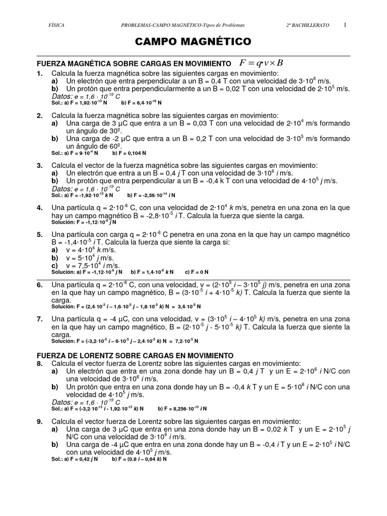 CAMPO MAGNÉTICO-Tipos de Problemas | PDF | Electrón | Campo magnético