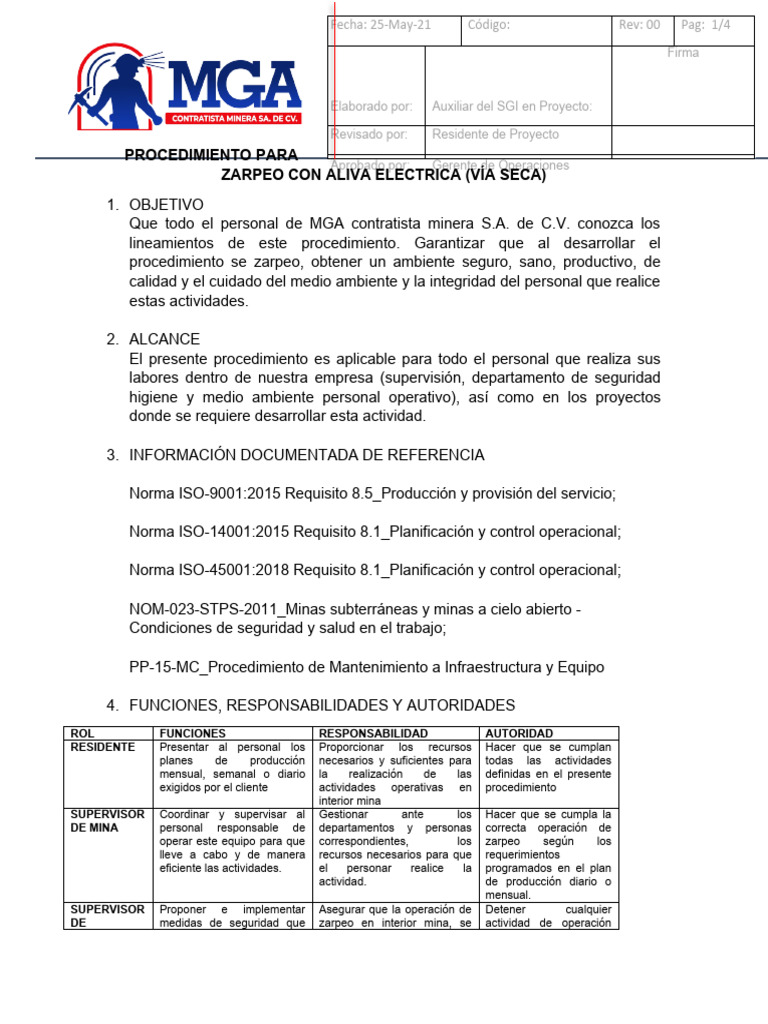 Procedimiento para Zarpeo Con Aliva Electrica | PDF | Hormigón | Cemento