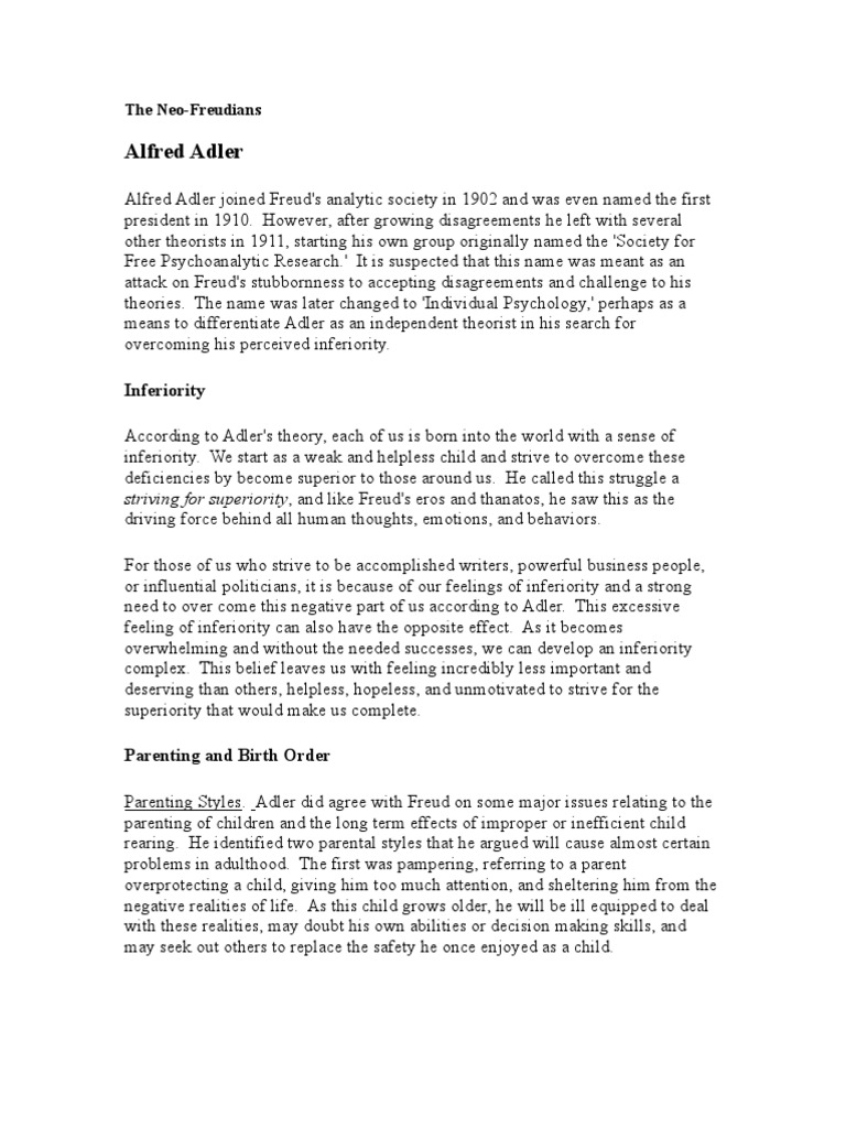 Neo Freudians | PDF | Id | Sigmund Freud