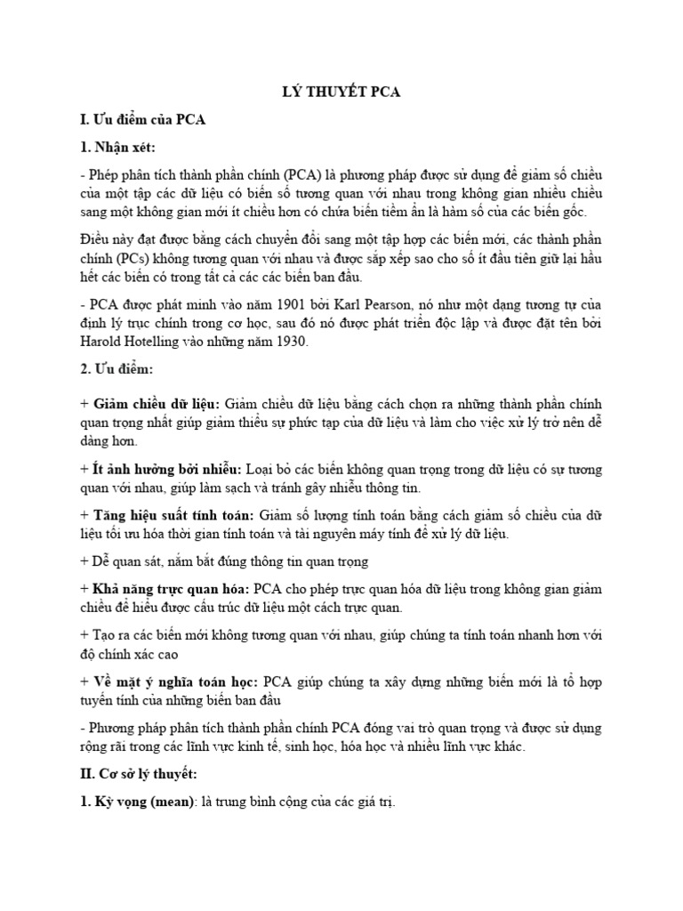 LÝ THUYẾT PCA | PDF