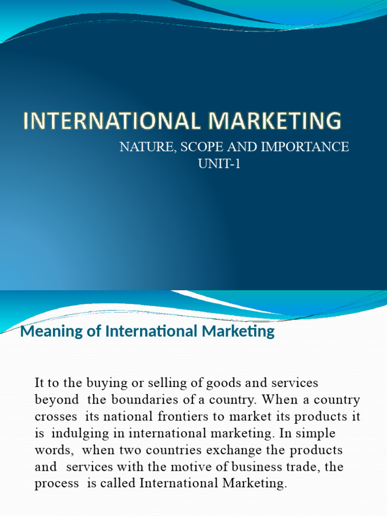 Unit-1 Concept of International Marketing | PDF | Marketing | Tariff