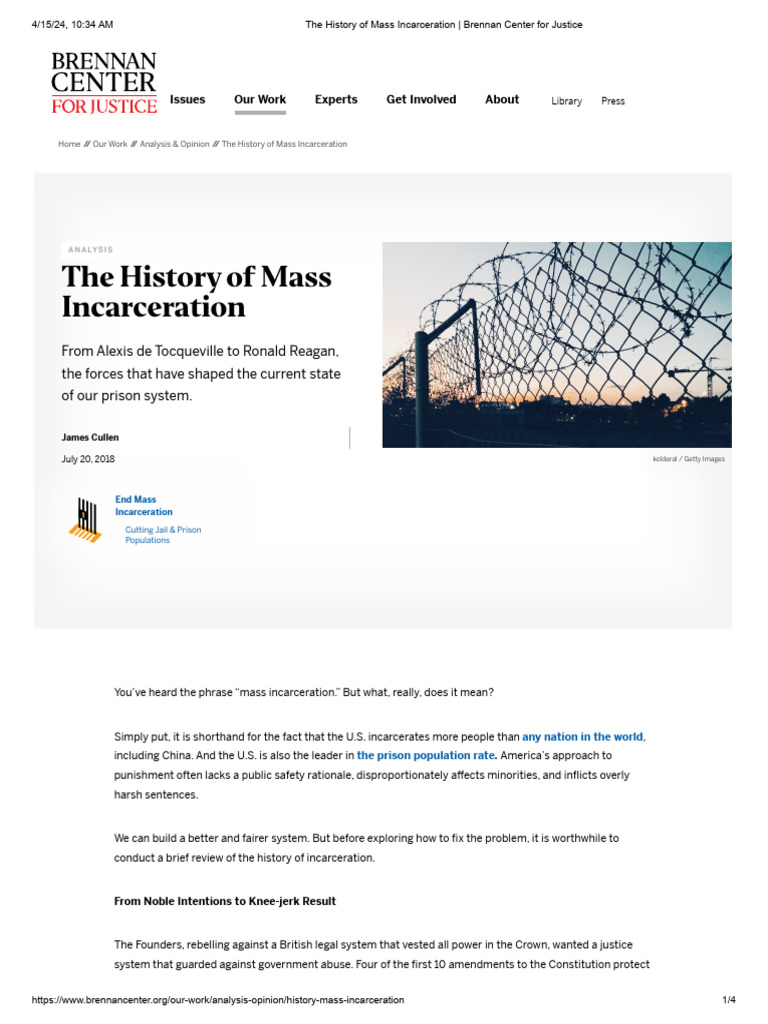 The History of Mass Incarceration Brennan Center For Justice | PDF ...