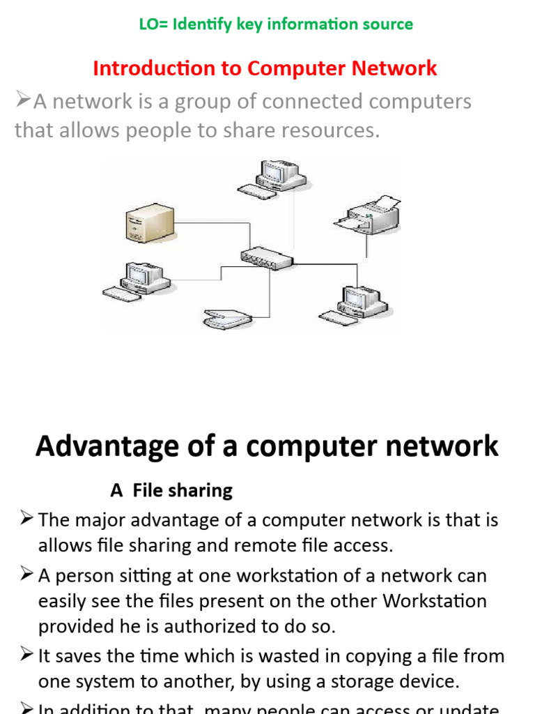 Introduction To Computer Network: A Network Is A Group of Connected Computers That Allows People ...
