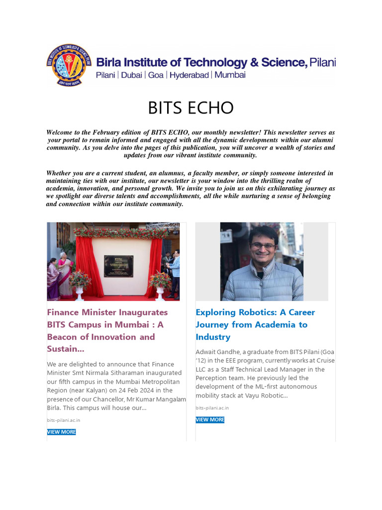 BITS ECHO Feb 2024 | PDF | Engineering