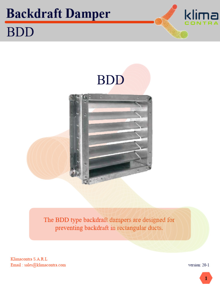 BDD - Back Draft Damper | PDF | Duct (Flow) | Mechanical Engineering