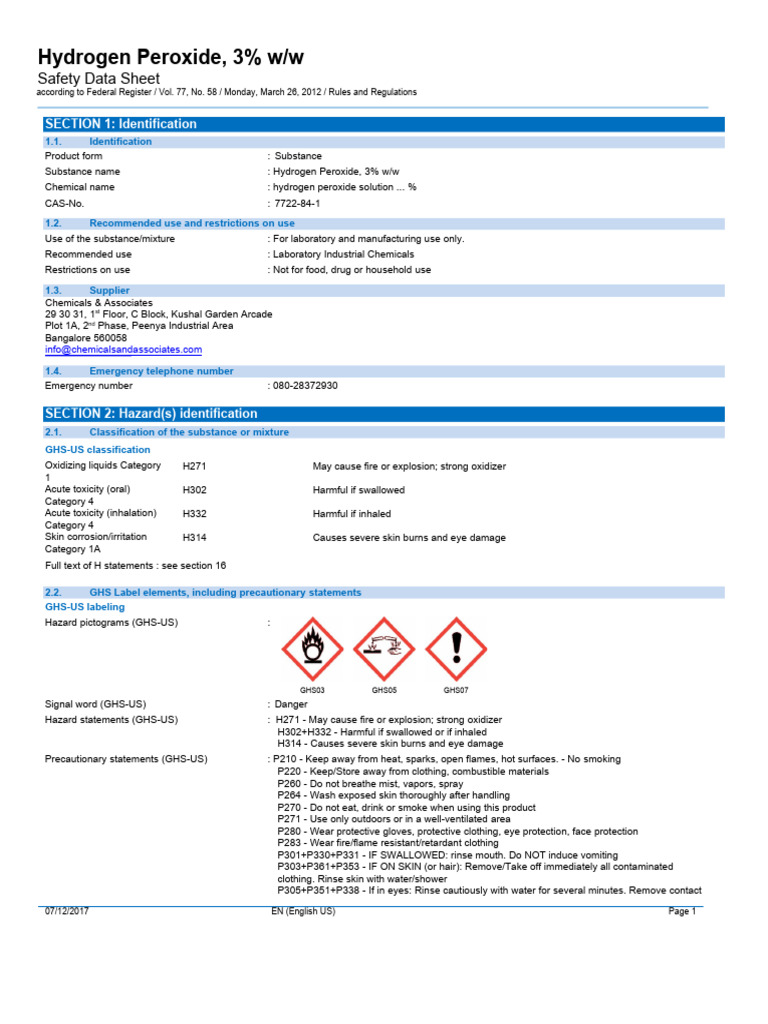 LC15430 - Hydrogen Peroxide | PDF | Firefighting | Toxicity