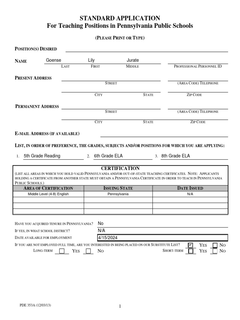 Teacher Application 1 | PDF | Criminal Record | Teachers