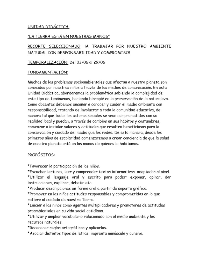 Unidad Didáctica Medio Ambiente | PDF | Entorno natural | Multiplicación