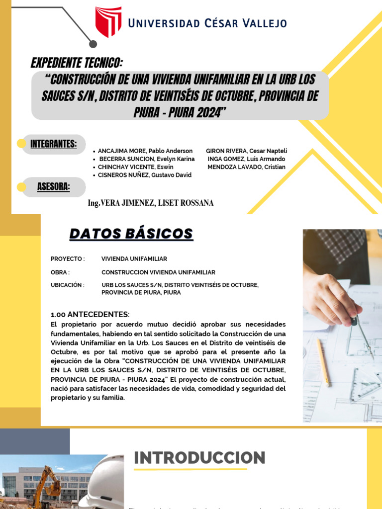 Presentación Simple para Proyecto de Construcción Gris y Amarillo | Descargar gratis PDF ...