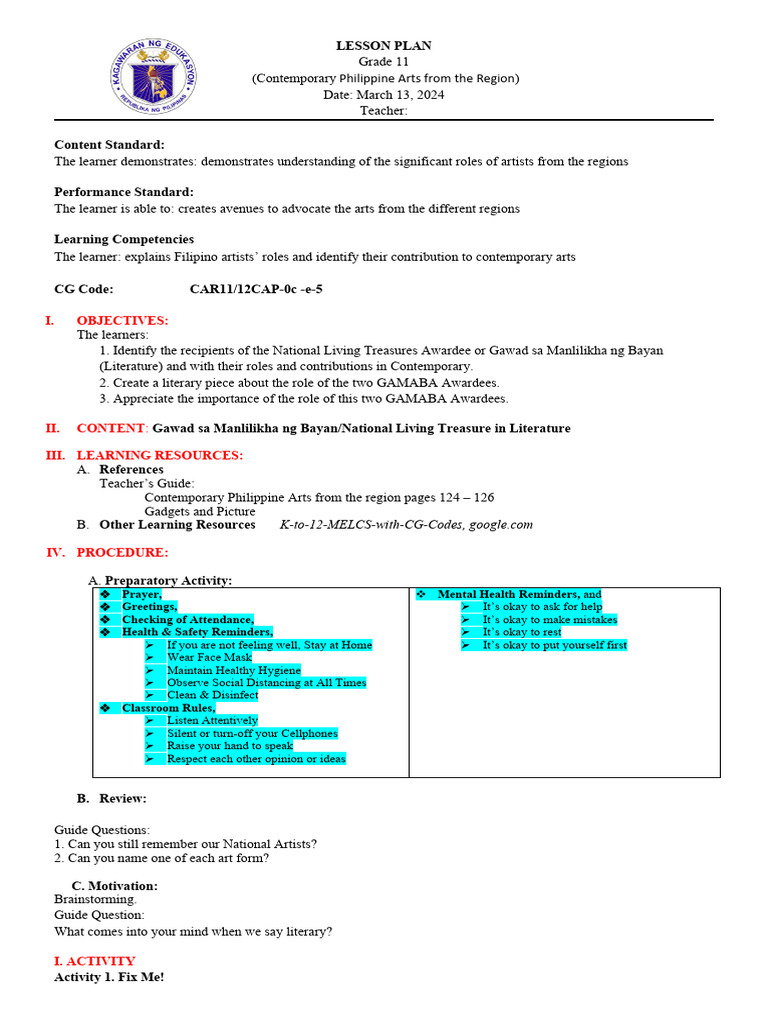 LESSON PLAN Part | PDF | Shape | Skeleton