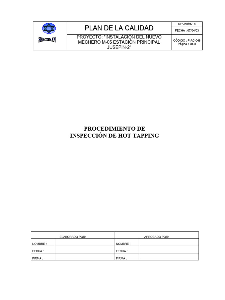 P-AC- 048 HOT TAPPING | PDF | Presión | Soldadura