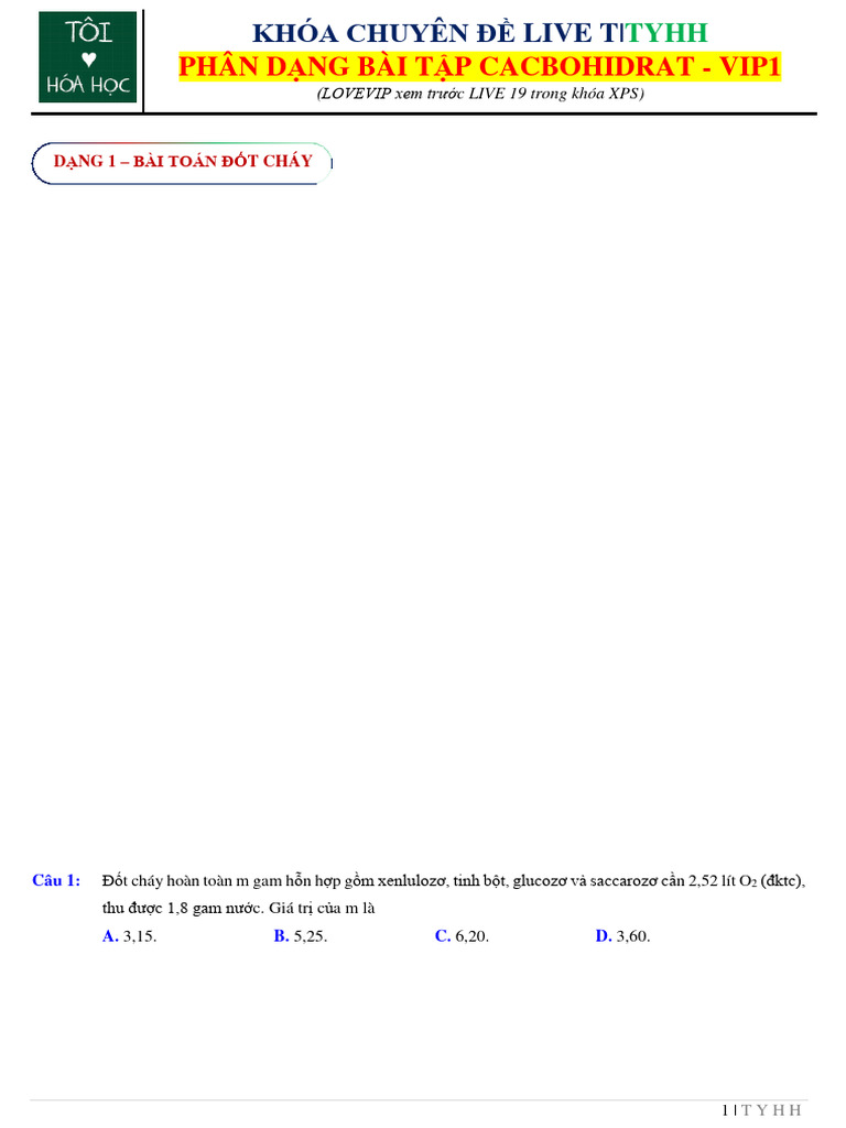 Live 29 Phan Dang Bai Tap Cacbohidrat Vip1 | PDF