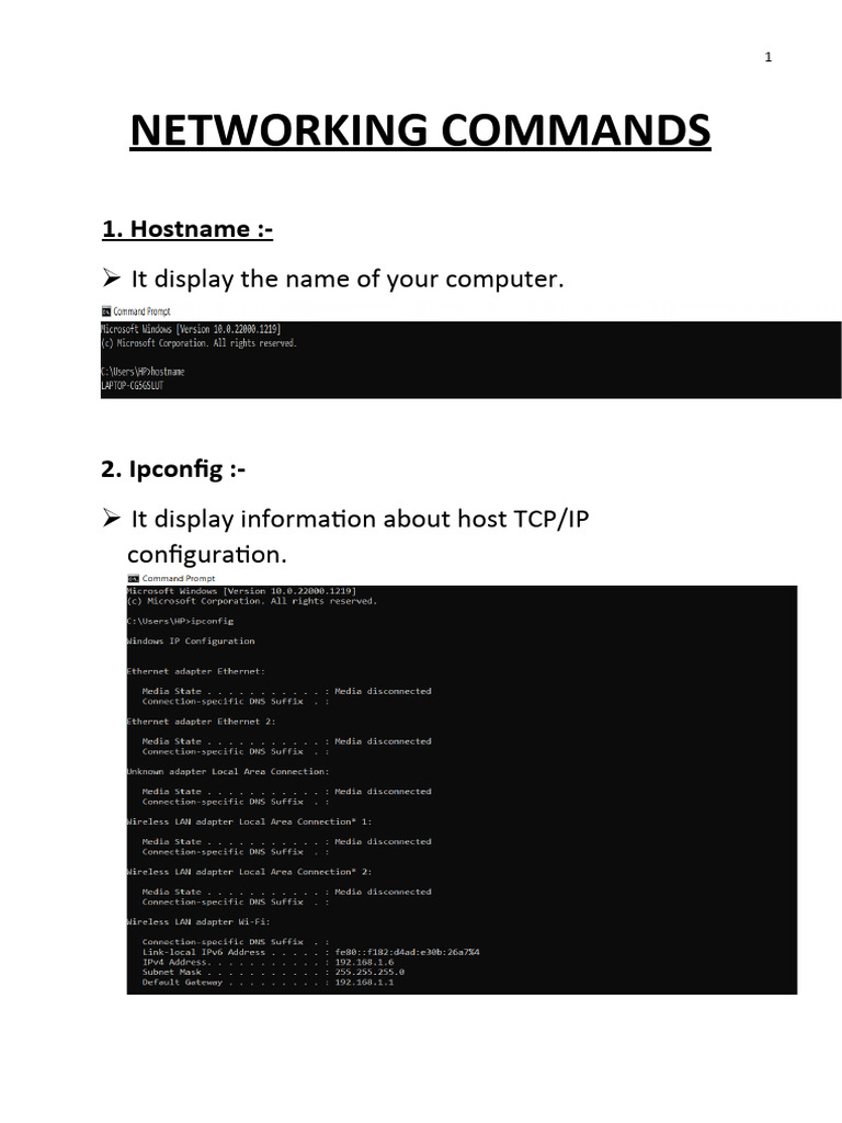 NETWORKING COMMANDS 2 | PDF