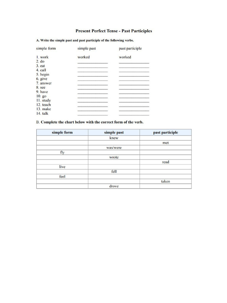 Course 7 Past Participle | PDF