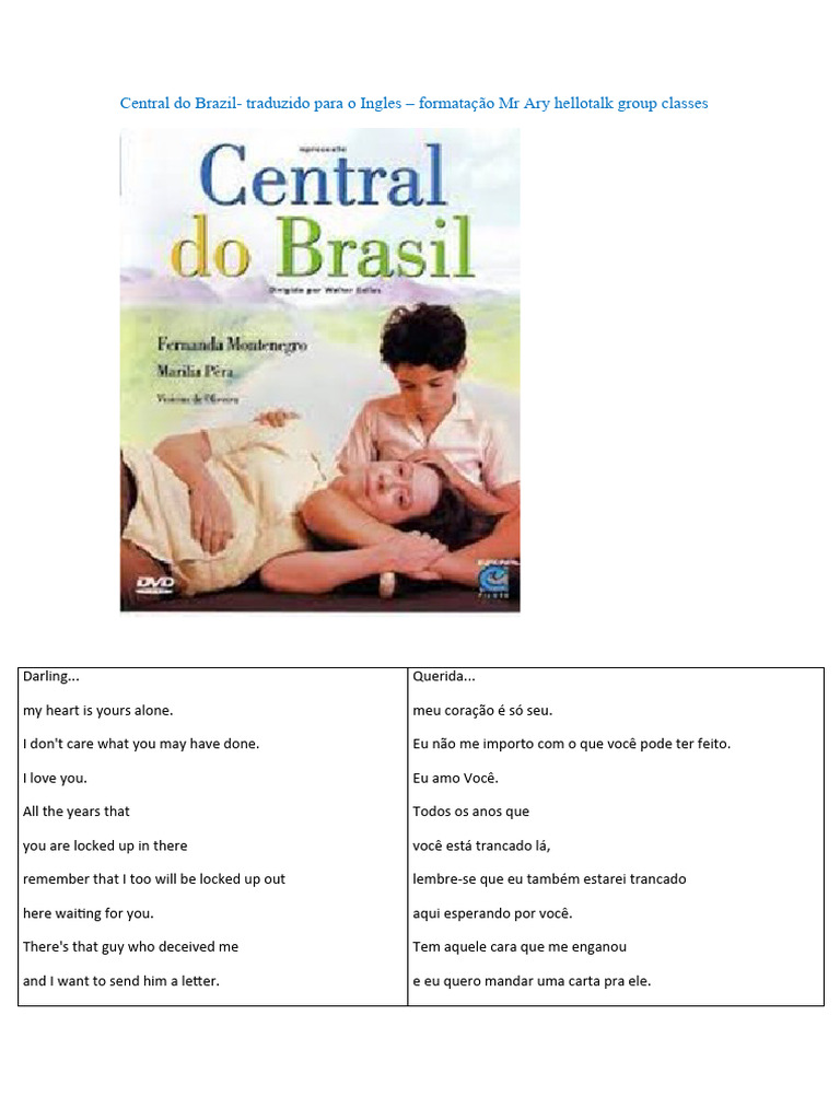 Central Do Brazil Enghish - Portuguese Script | PDF