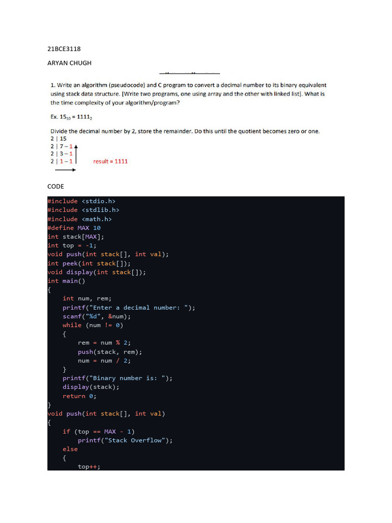 C Program for Binary Conversion and Linked Lists | PDF | Pointer ...