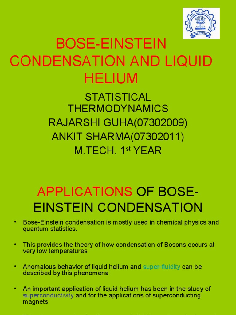 Bose-Einstein Condensation and Liquid Helium | PDF | Boson | Condensed ...