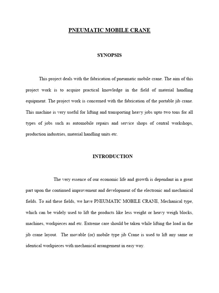 Pneumatic Mobile Crane | PDF | Piston | Valve