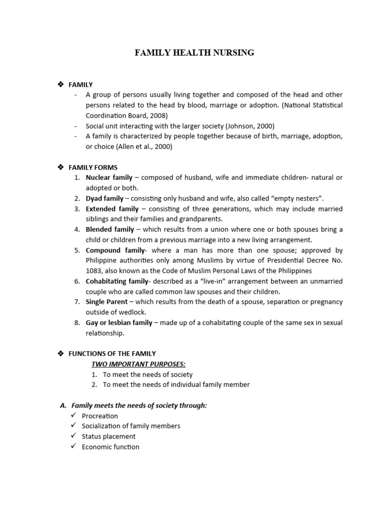 Principles of Family Health Nursing | PDF | Family | Marriage
