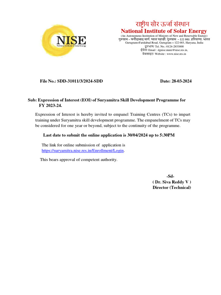 Suryamitra Skill Training EOI 2023-24 | PDF | Photovoltaic System ...