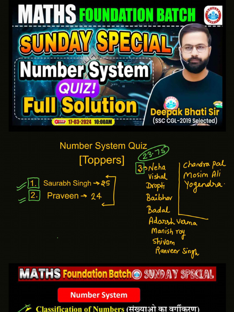 077_Maths_Foundation_Batch_Maths_Sunday_Special_Class,_Number_S | PDF