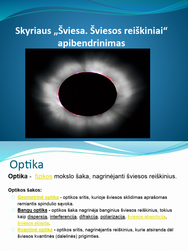 Skyriaus Sviesos Reiskiniai Apibendr | PDF