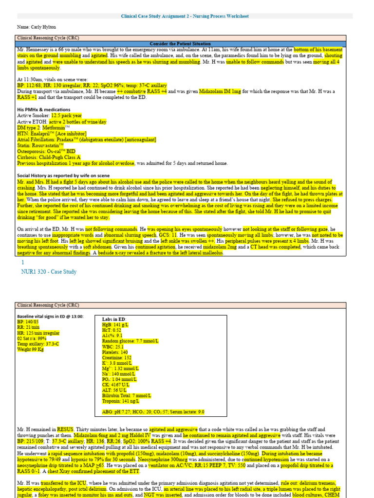 Case Study Assignment 2 - Carly Hylton | PDF | Cirrhosis | Clinical Medicine