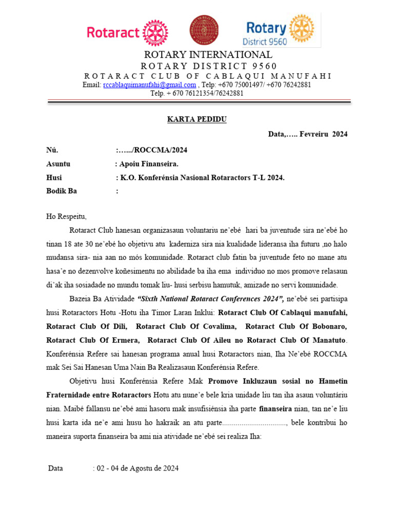 Karta Apoiu Finanseira | PDF | Organizaciones juveniles | Clubes y ...