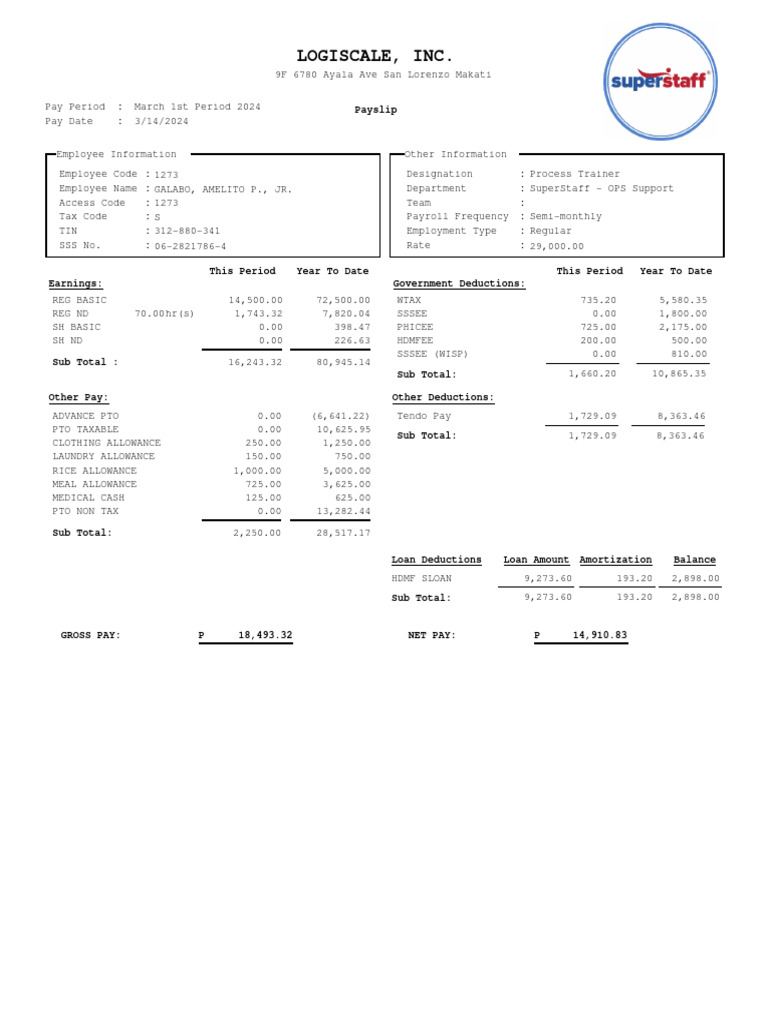Payslip (1) | PDF | Payroll | Economies